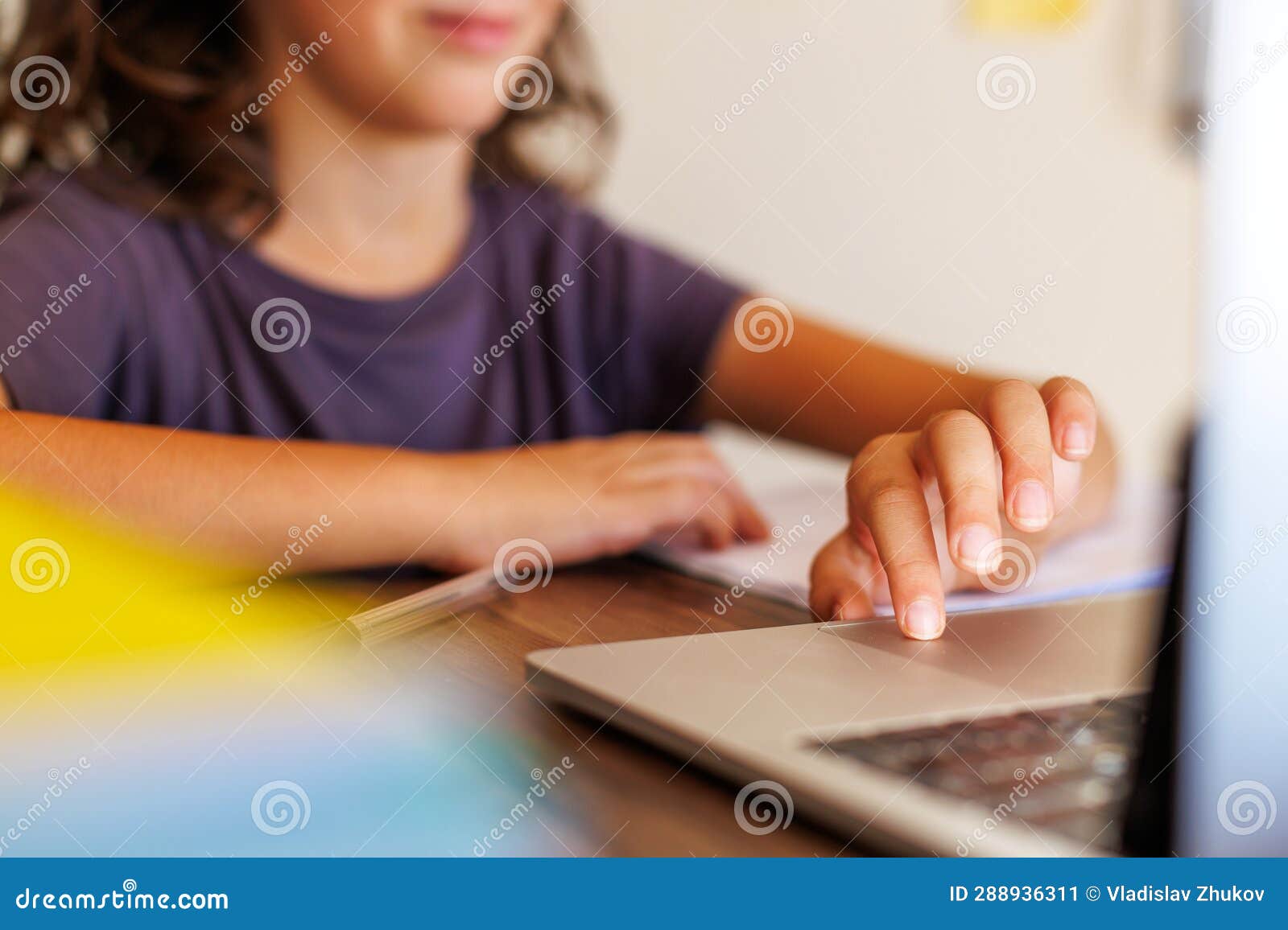 Child at School. the Child Uses a Laptop for Learning Stock Image ...