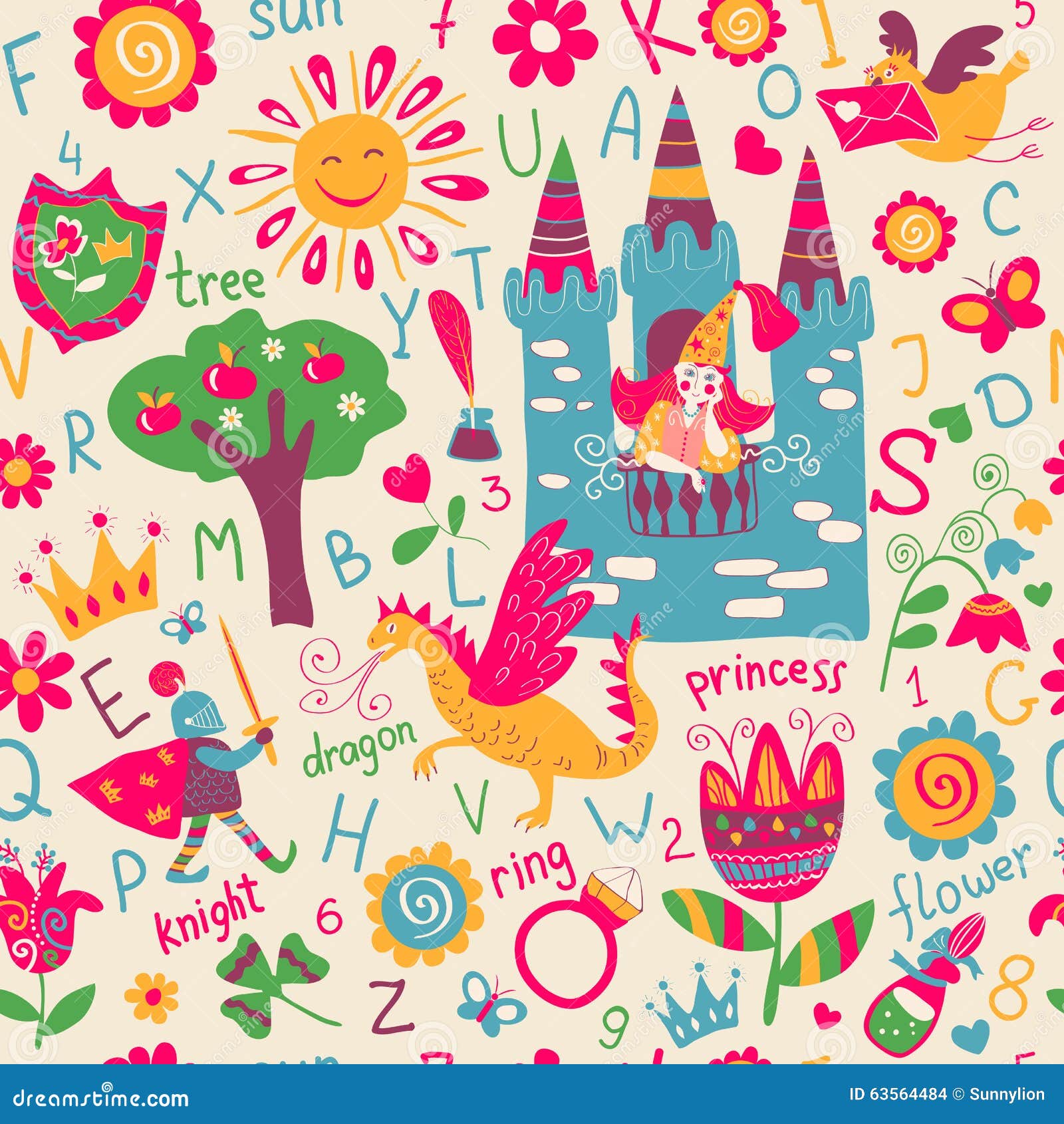 Child seamless pattern stock vector. Illustration of childhood - 63564484