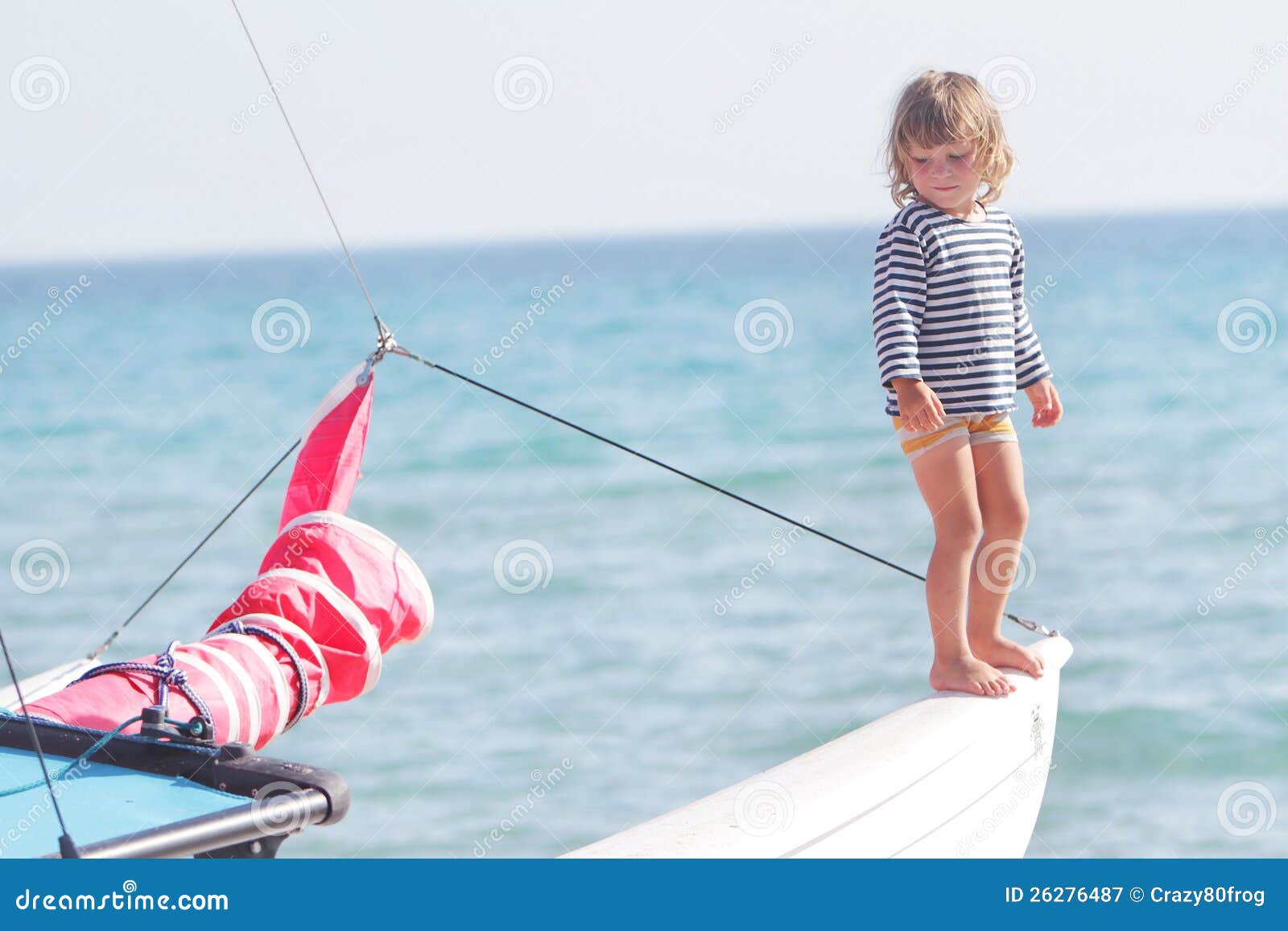 Child on Ship on Sea Background Stock Image - Image of people, leisure ...