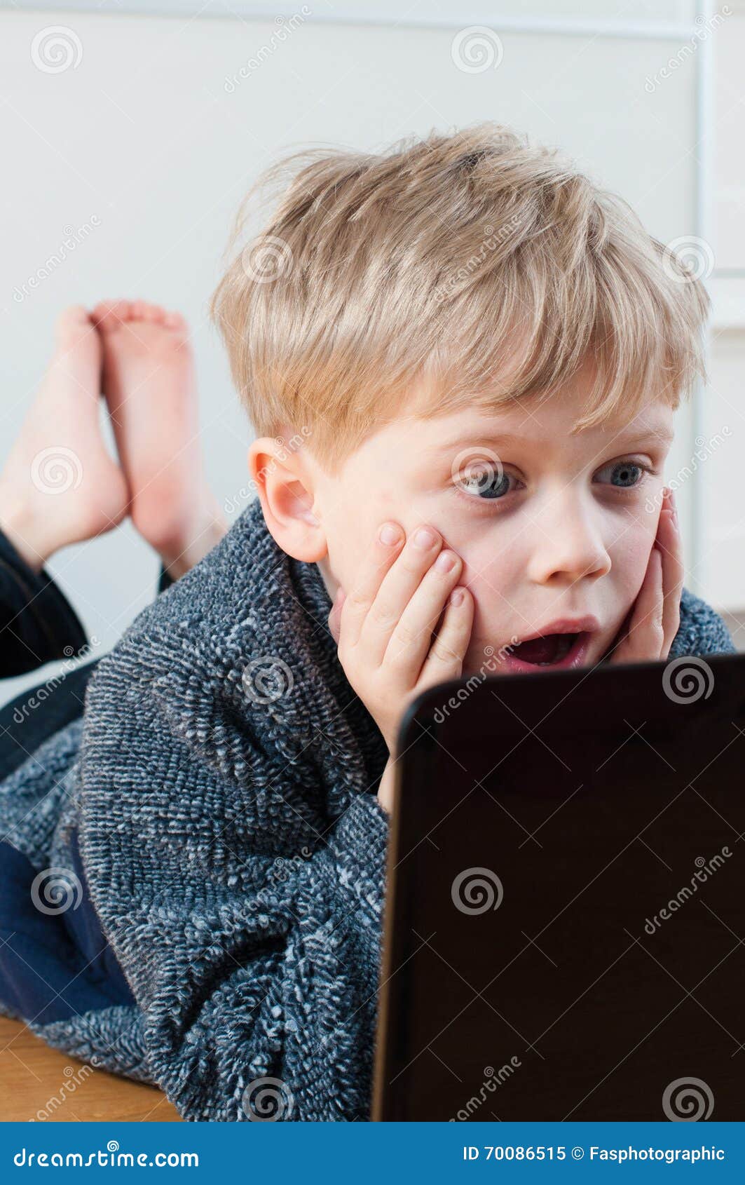 Child Shocked by Web Page Content Stock Image - Image of browse ...