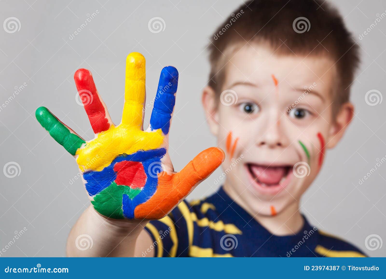 Child Showing His Colored Hands Stock Image - Image of vivid, color ...