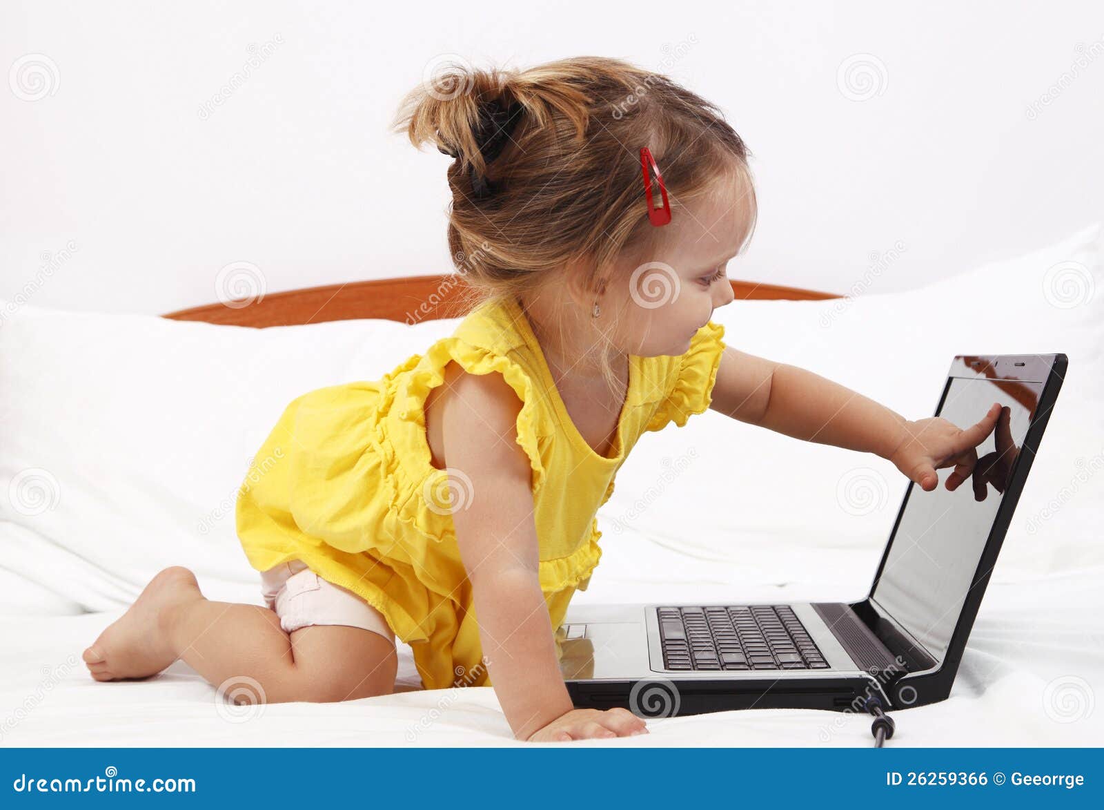Child Showing a Laptop Screen Stock Photo - Image of communication ...