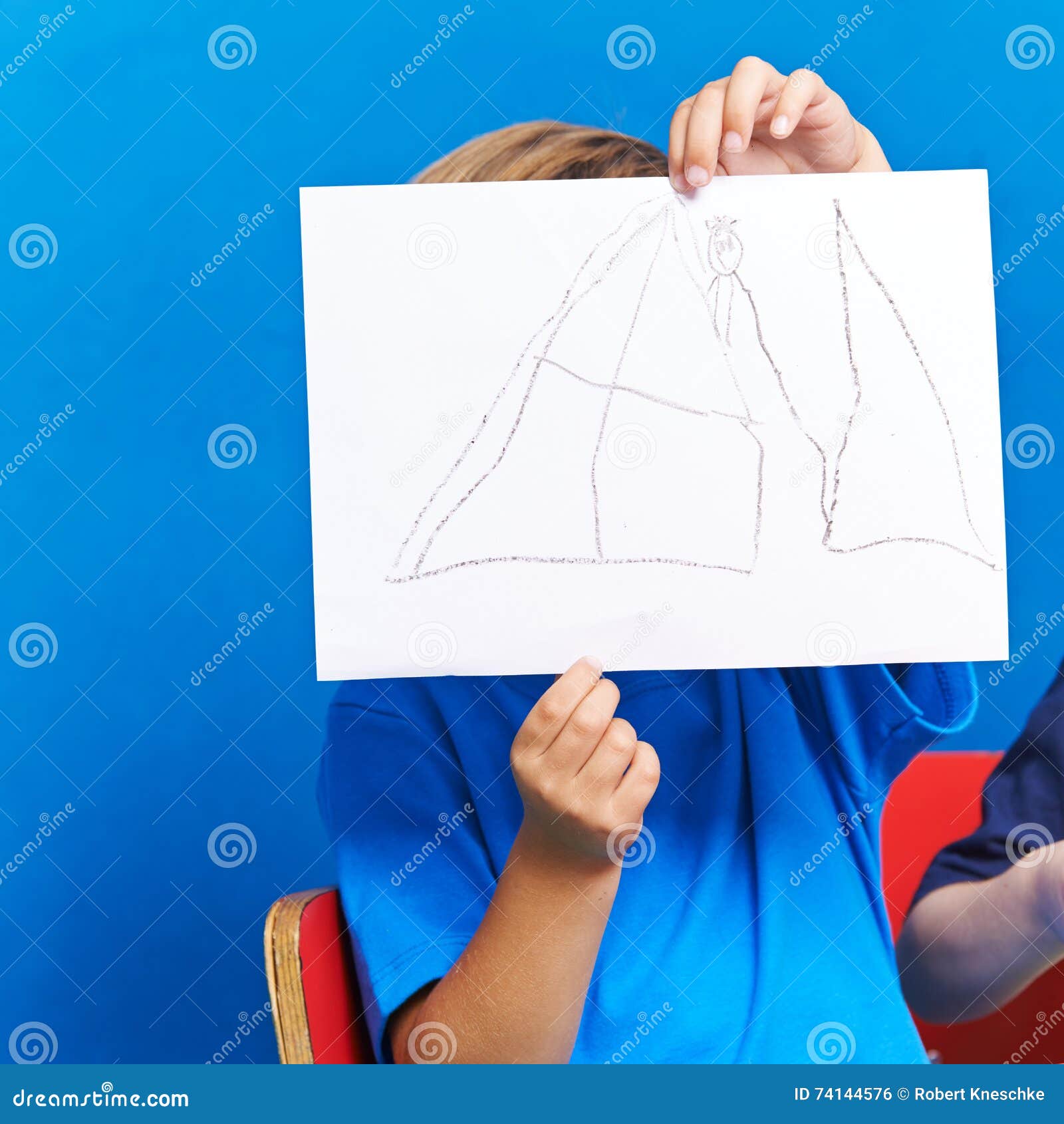 Child Showing Piece of Paper with Drawing Stock Photo - Image of ...
