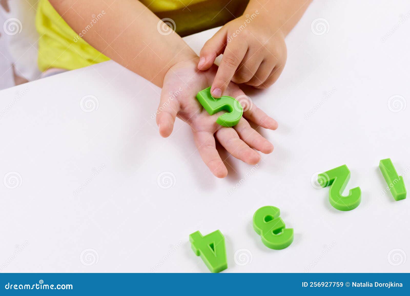 The Child Shows the Number 5. Early Development, Playing with Numbers ...