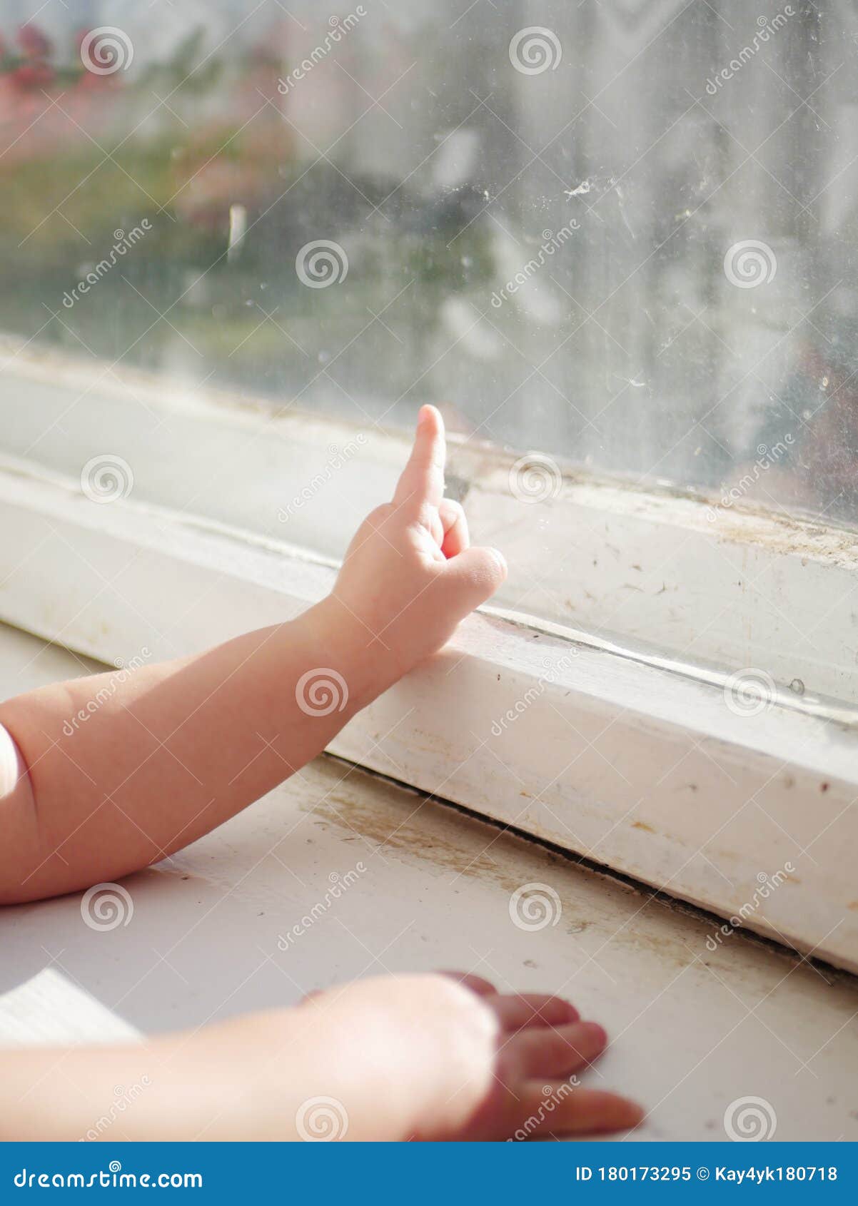 Child Shows the Window with a Finger Stock Image - Image of glasses ...