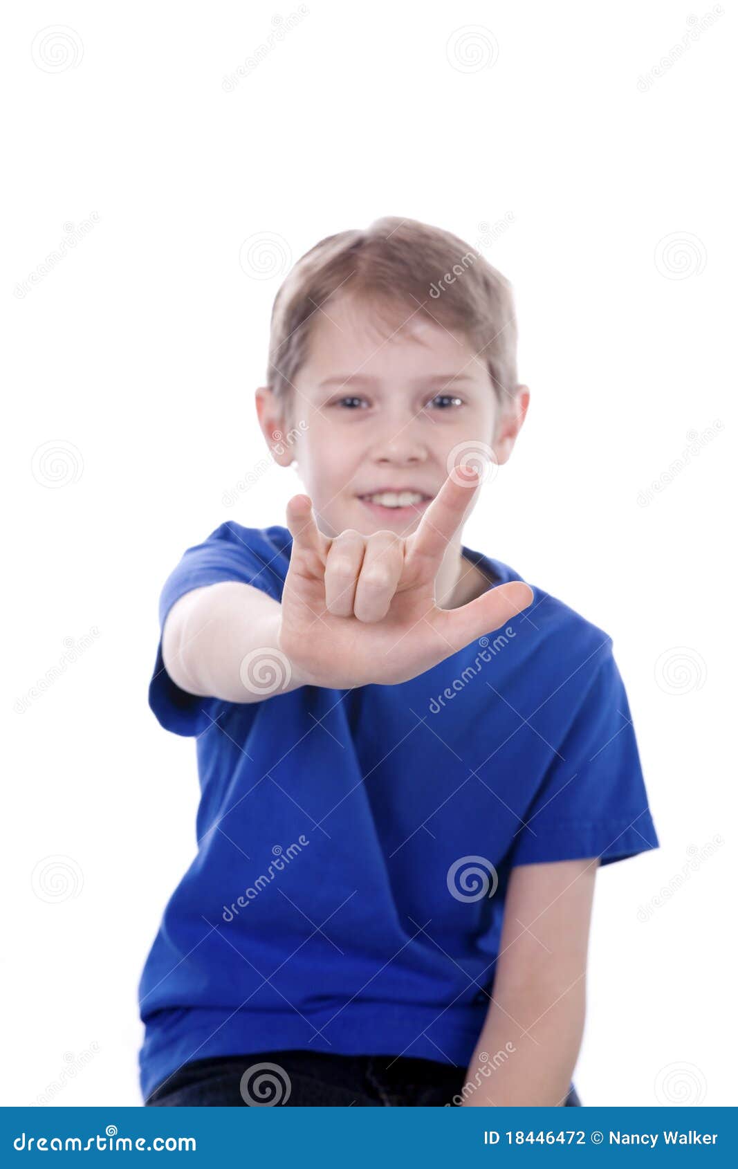 Child Signing I Love You stock photo. Image of shirt - 18446472