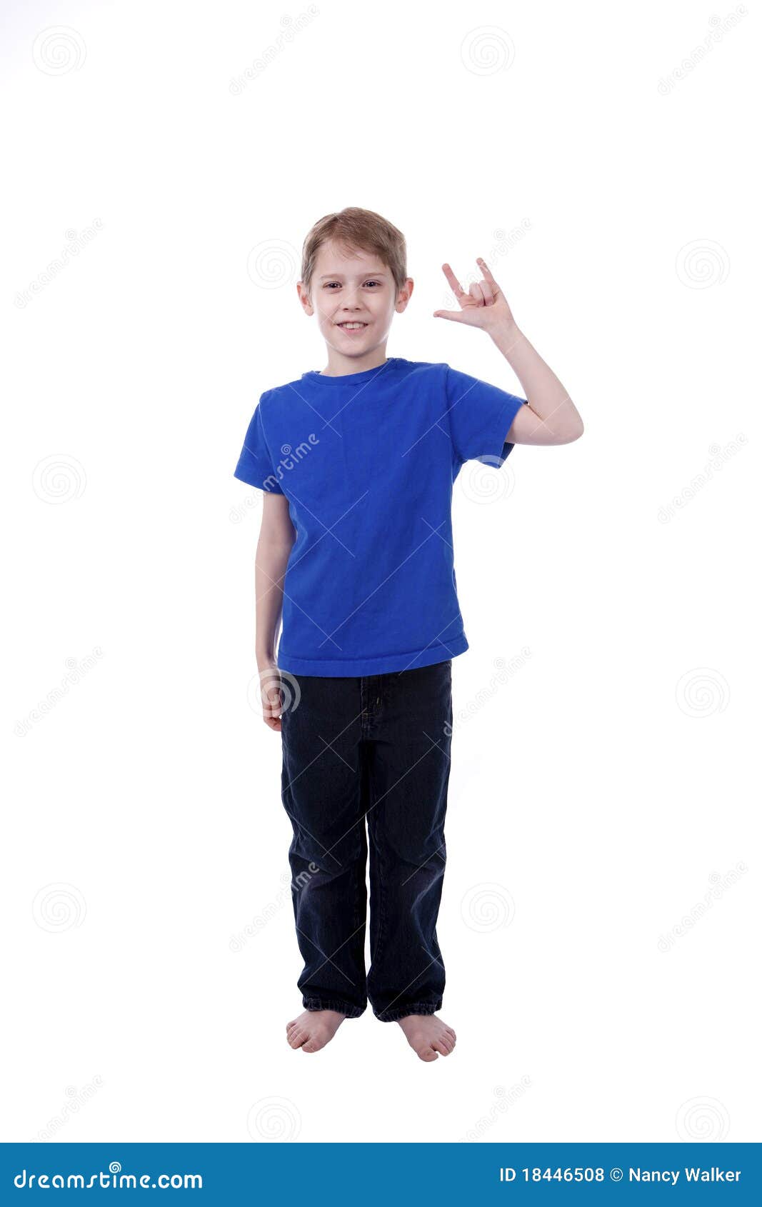Child Signing I Love You stock photo. Image of body, pose - 18446508