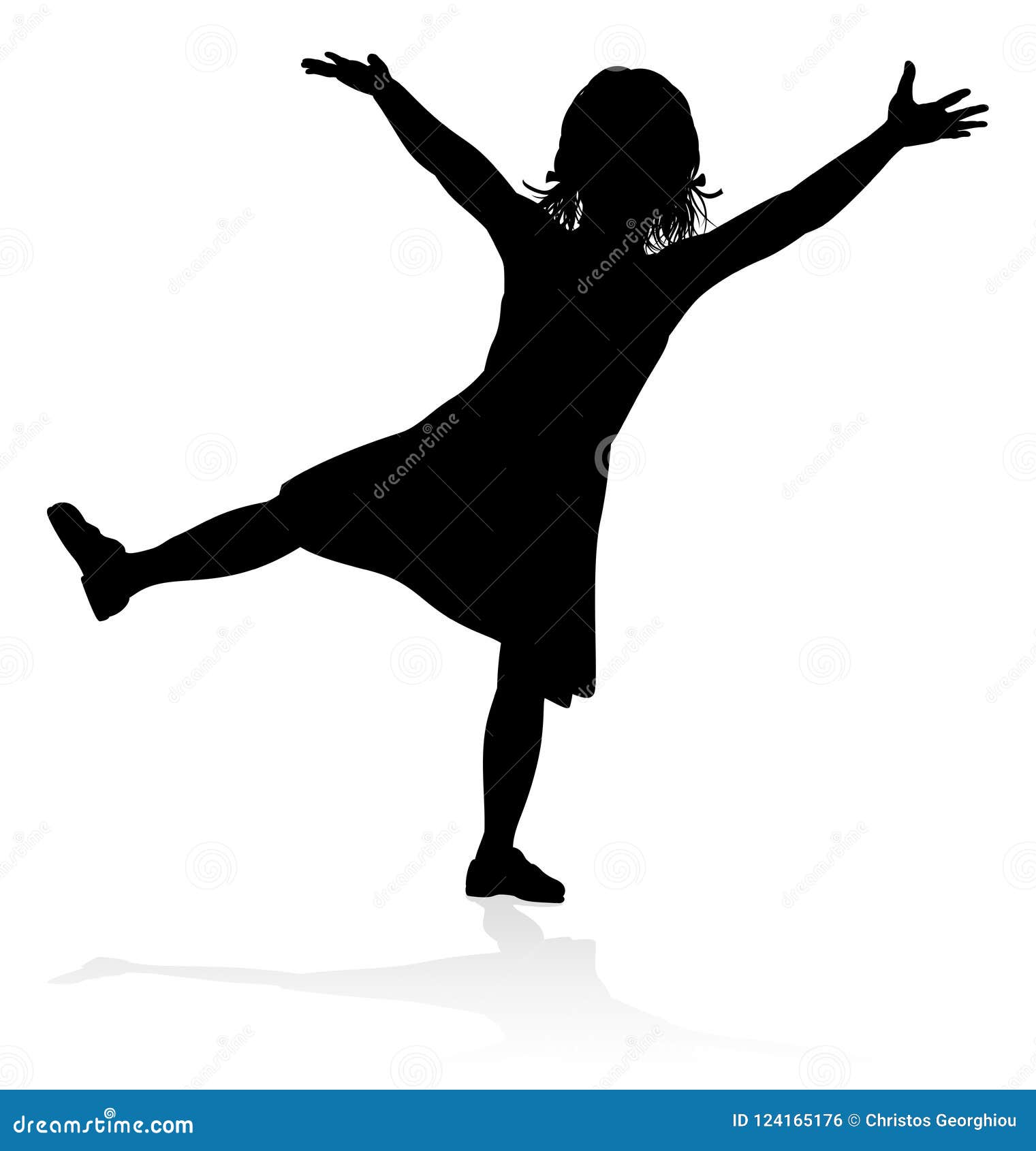 Child Silhouette stock vector. Illustration of active - 124165176
