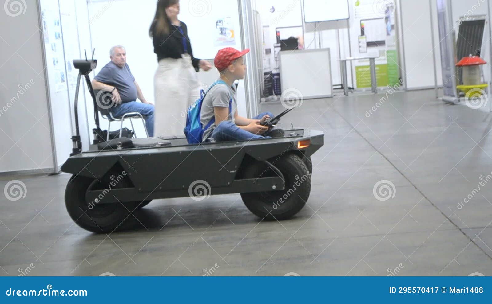 Child Sitting Control Joystick Robotic Car Radio-controlled Robotization Robotic Stock Video ...