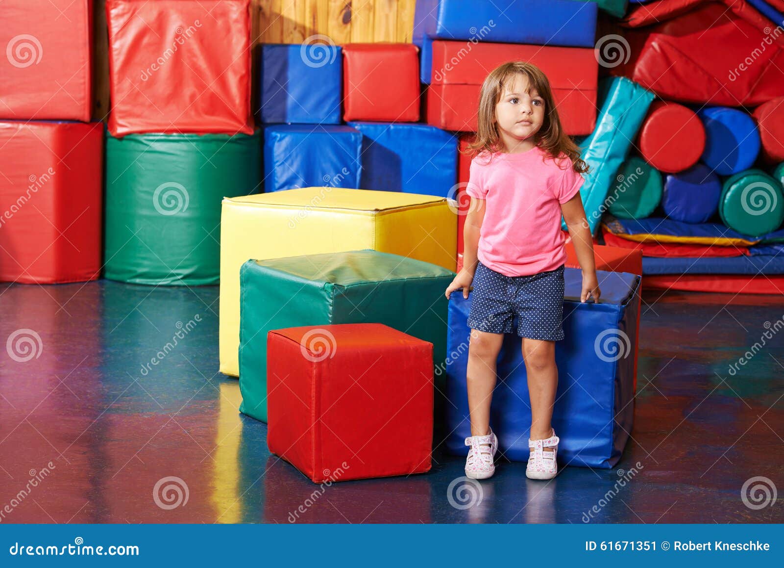 Child Sitting in Gym of Preschool Stock Image - Image of preschool ...