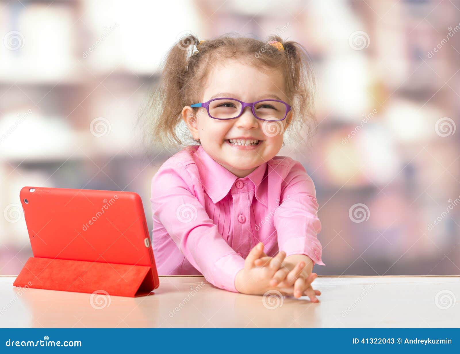 Child Sitting with Tablet Computer Stock Image - Image of girl, home ...