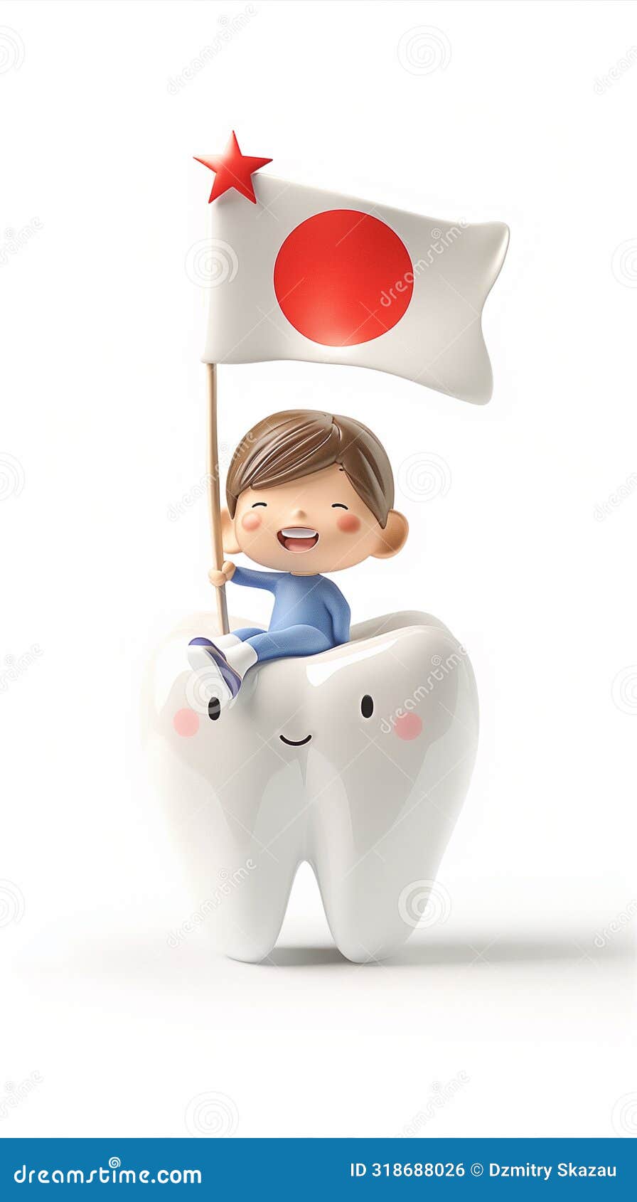 Child Sitting on Tooth with Japanese Flag Stock Photo - Image of ...