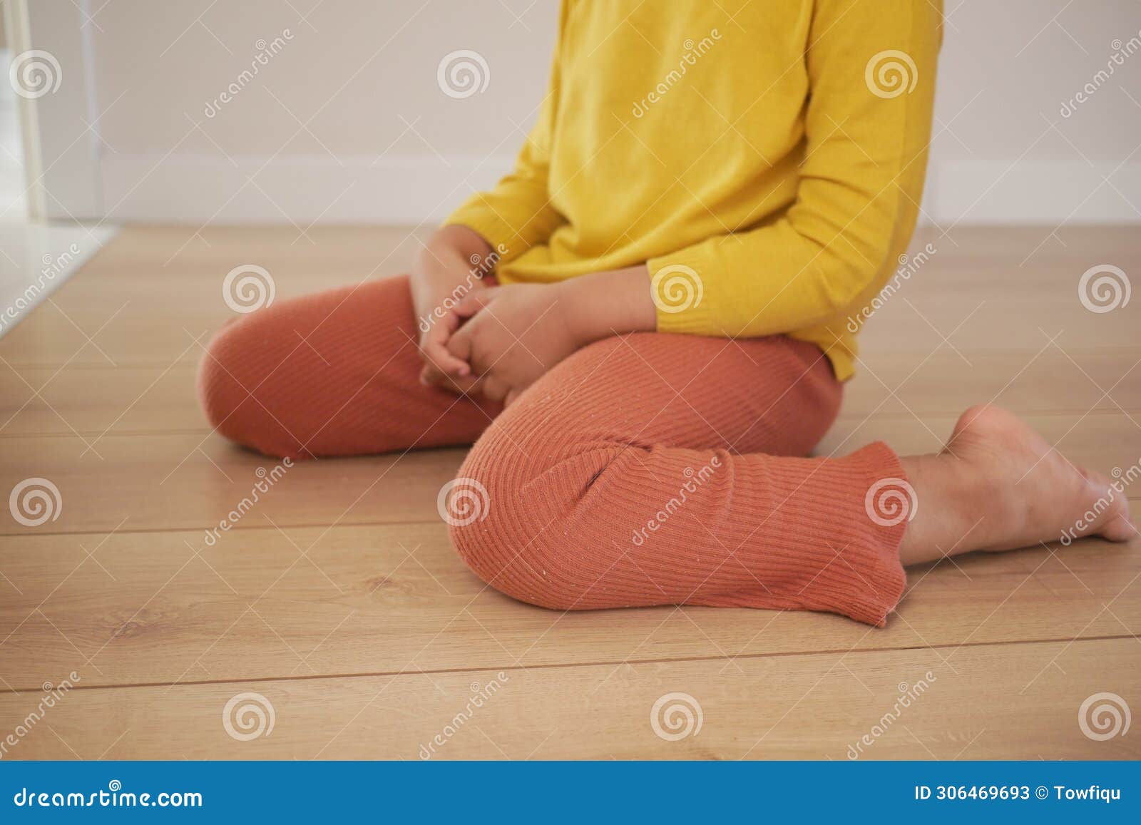 Child Sitting W Posture on the Floor . Stock Image - Image of adorable ...