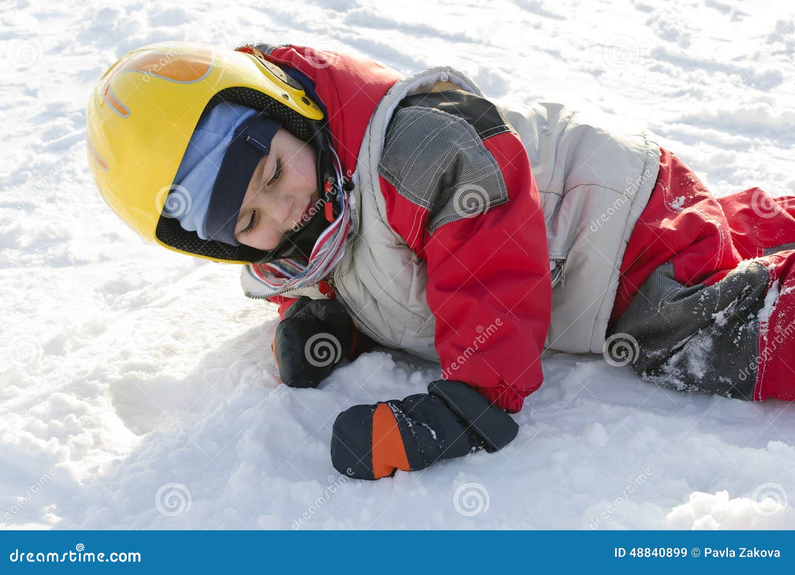 Child skier on snow stock image. Image of cold, falling - 48840899