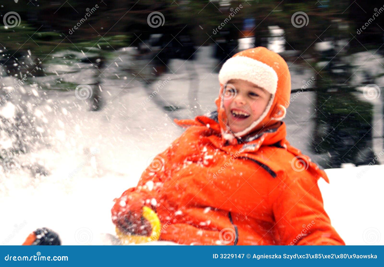 Child on sled. stock image. Image of sledding, laughter - 3229147