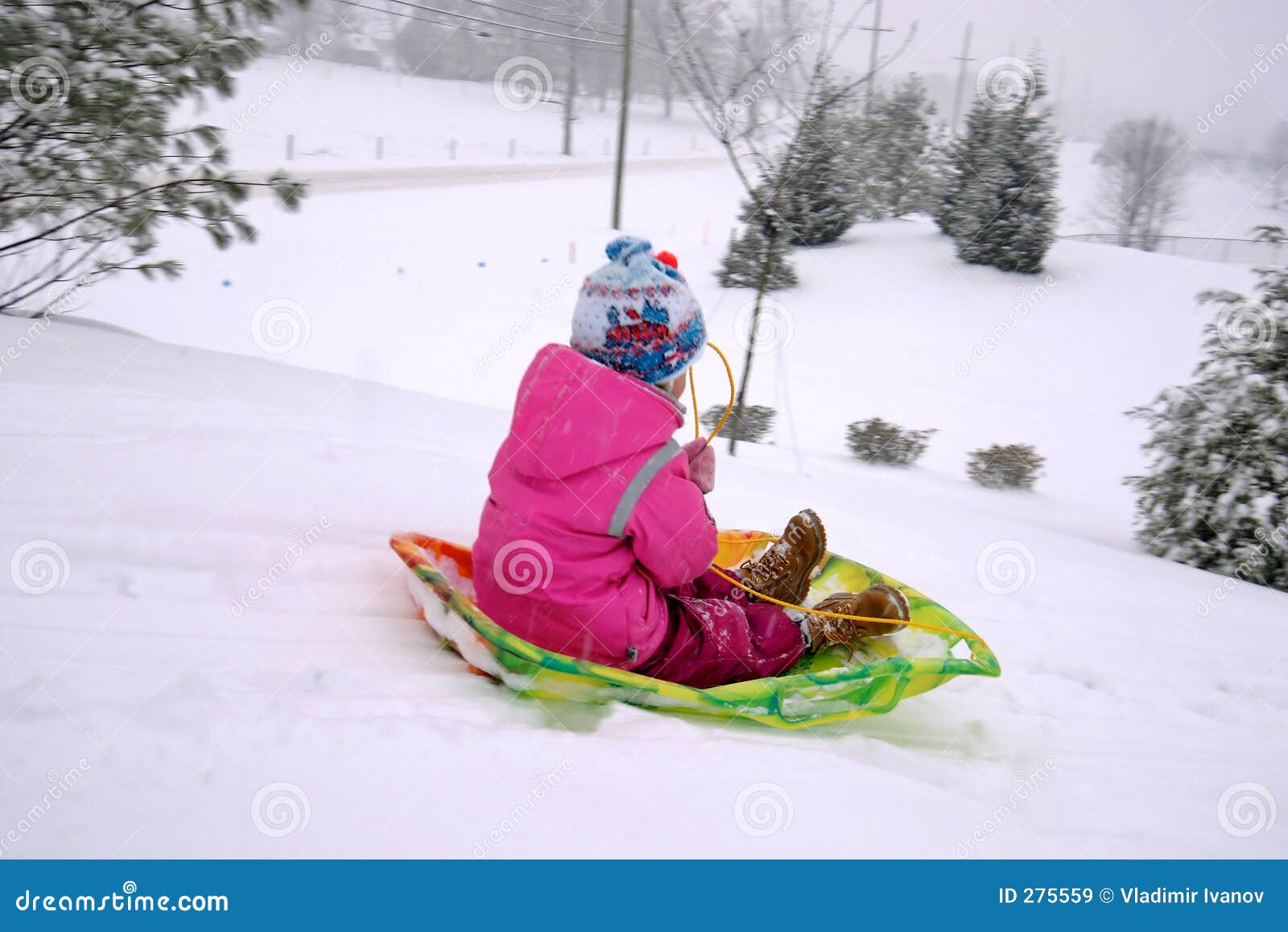 Child sledding stock image. Image of seasons, fast, riding - 275559
