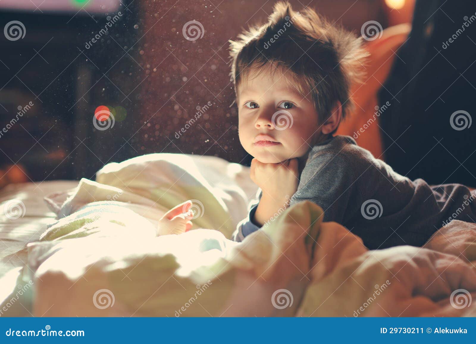 Child awake stock image. Image of healthy, blanket, hairstyle - 29730211