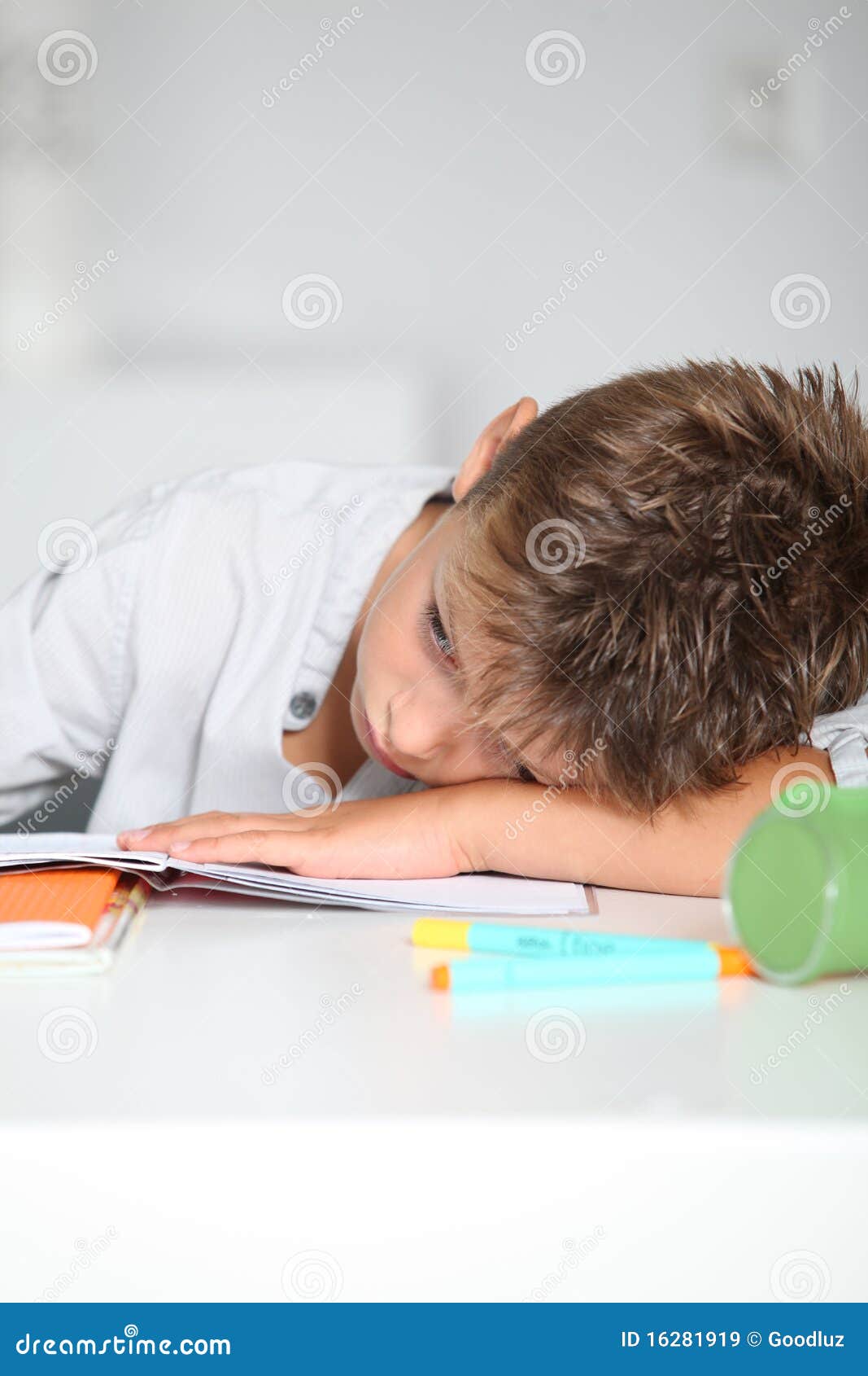 Child Sleeping on His Notebook Stock Image - Image of desk, closeup ...