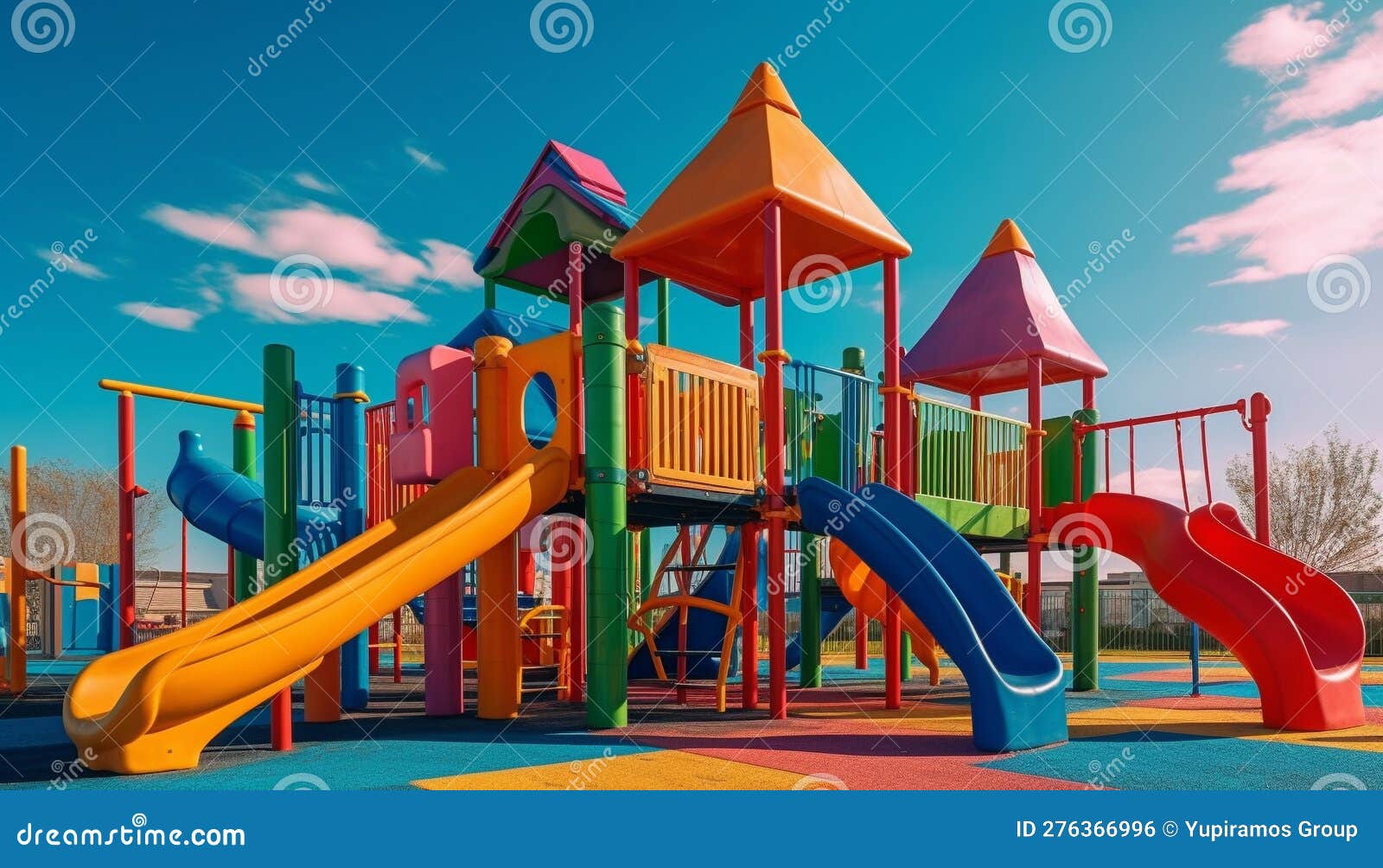 Child Slides Down Blue Plastic Slide Outdoors Generated by AI Stock ...