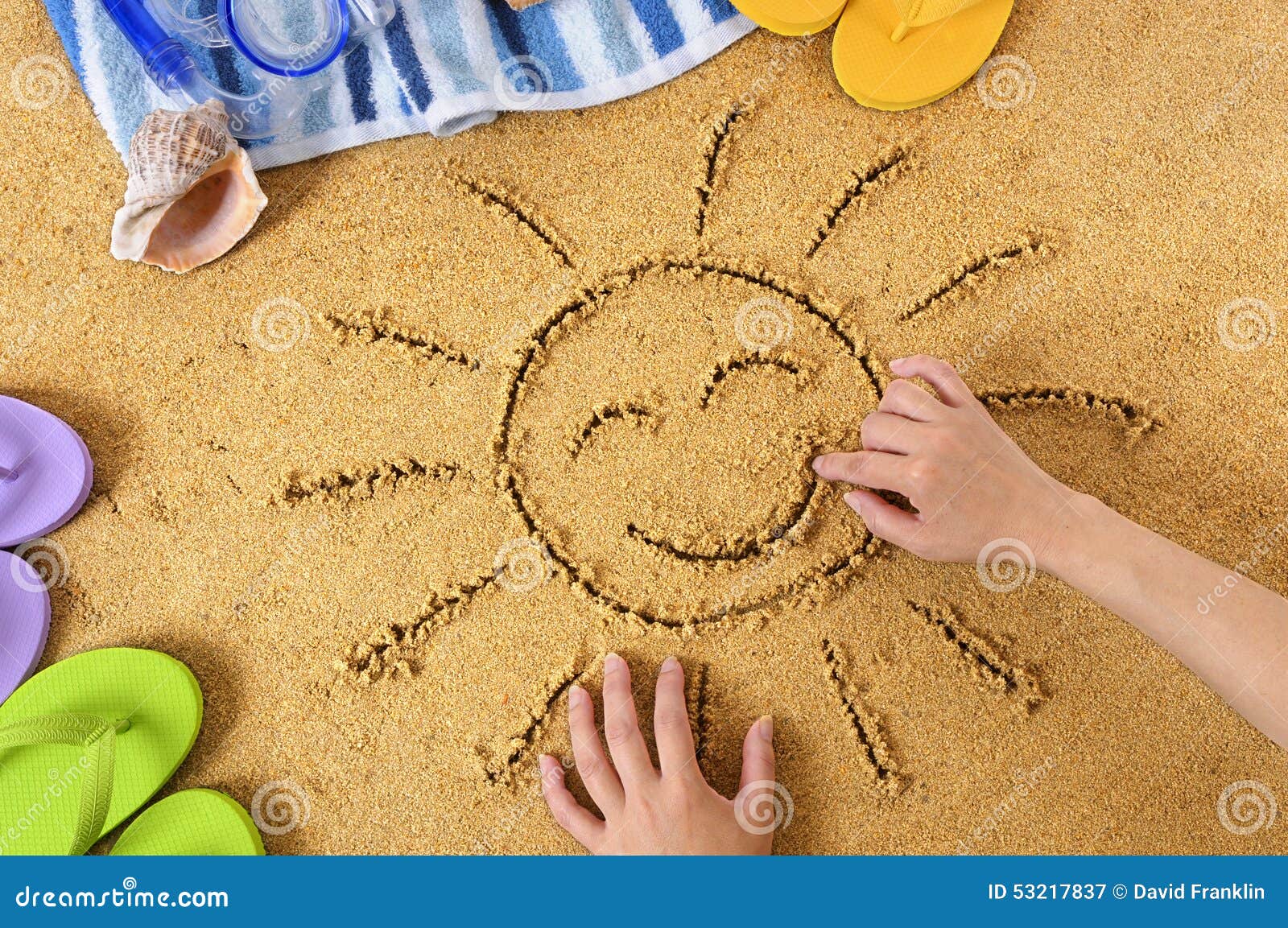 Child Smiling Sun Beach Vacation Sand Smiley Face Stock Image - Image ...