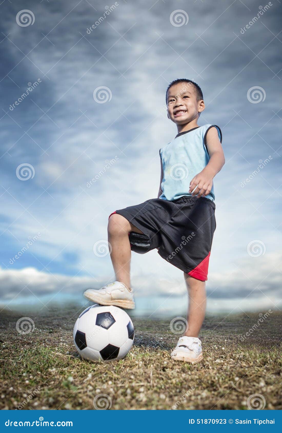 Child Soccer Player on Soccer Stock Image - Image of cute, play: 51870923