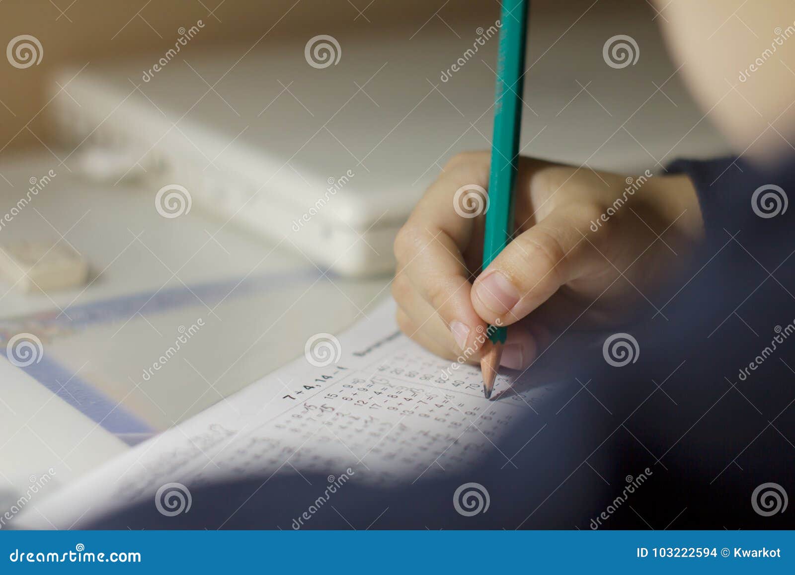 Child Solves Mathematics Examples. Stock Photo - Image of classroom ...
