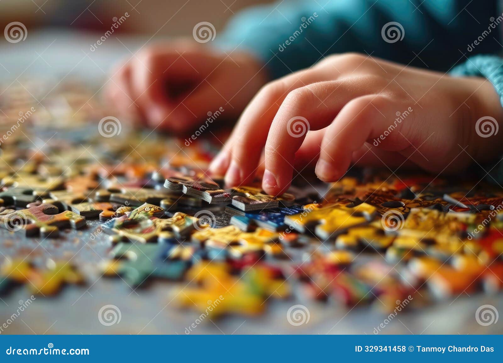 A Child Solving a Complex Jigsaw Puzzle Representing Problem-solving ...