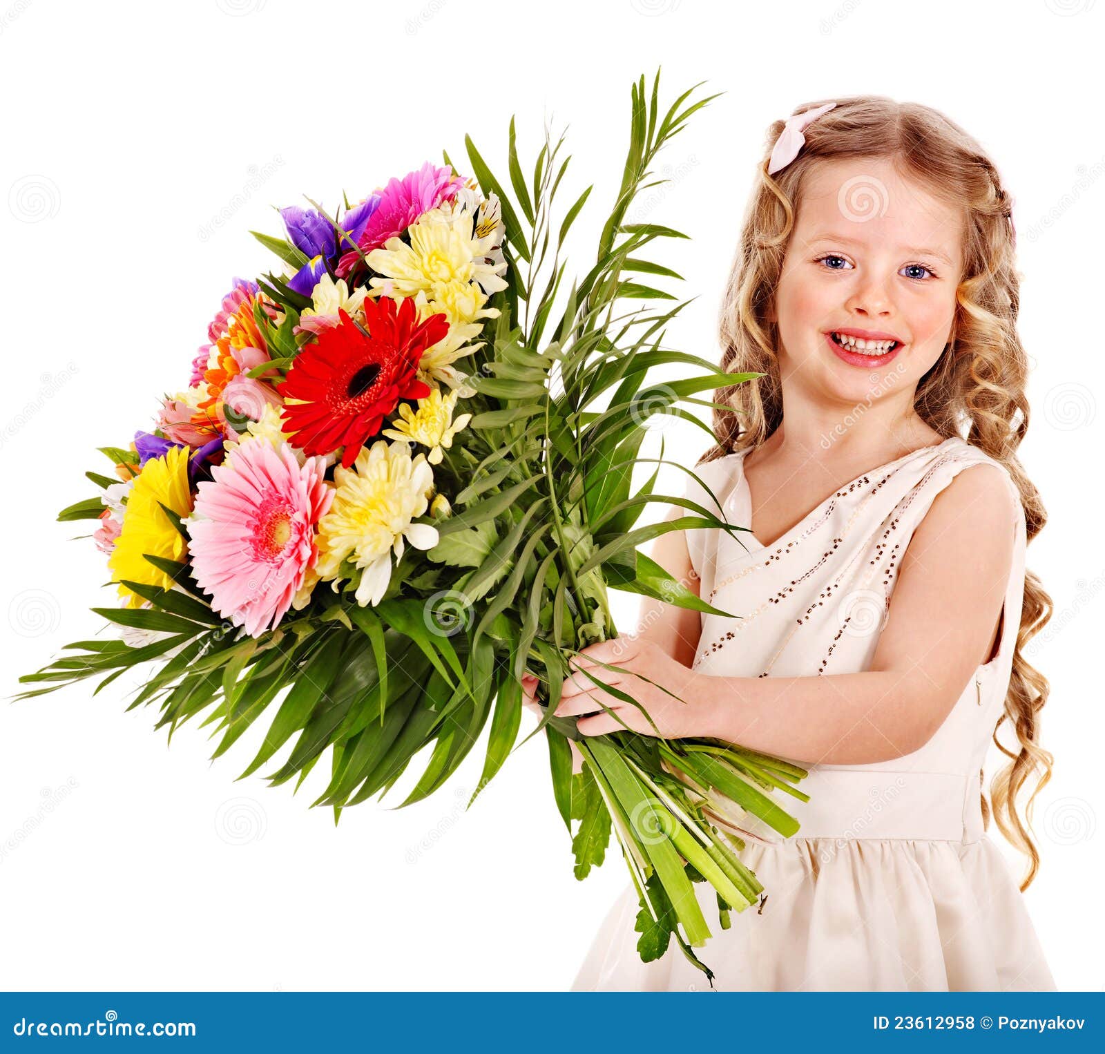 Child with spring flower. stock photo. Image of isolated - 23612958