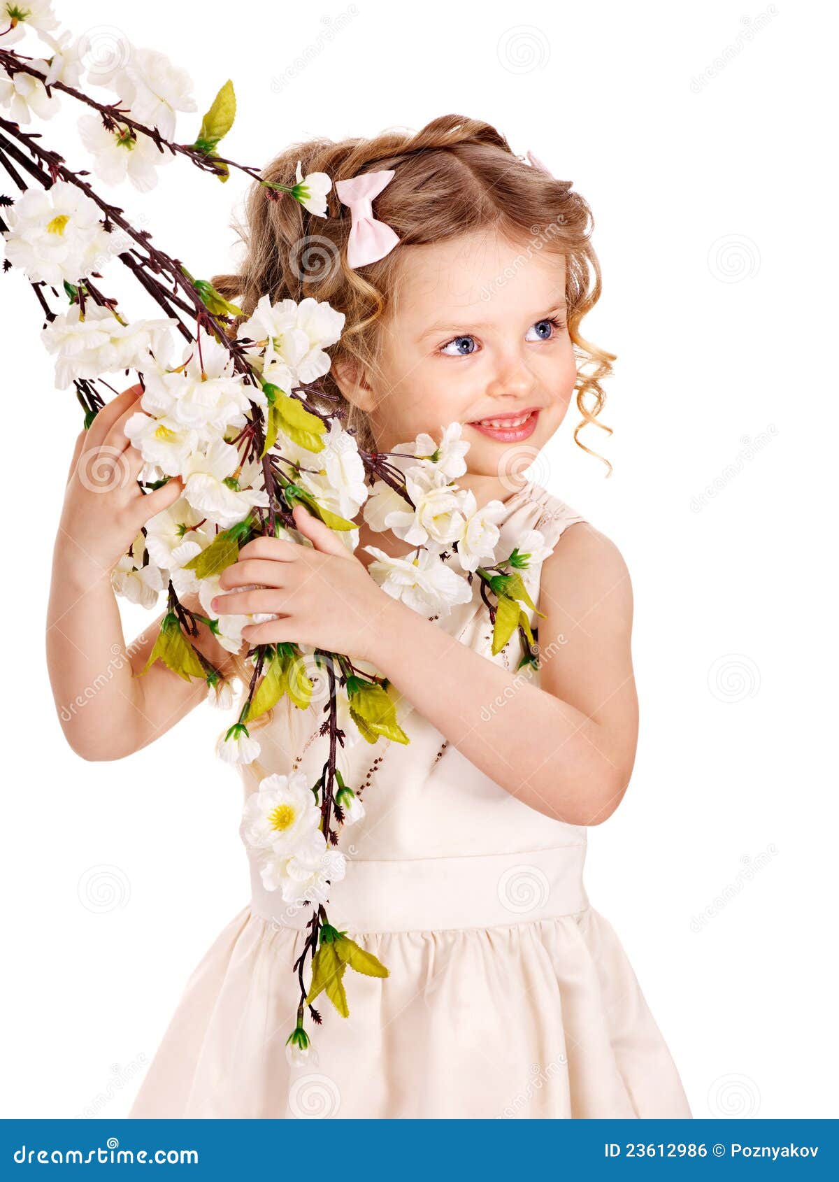 Child with spring flower. stock photo. Image of flower - 23612986