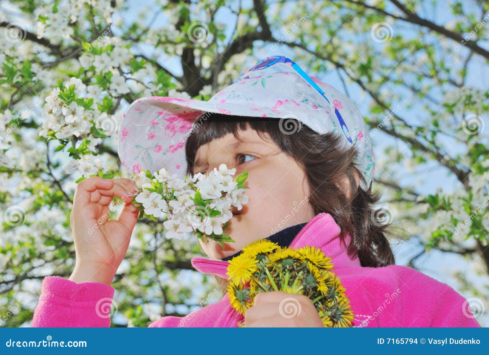 Child in spring garden stock photo. Image of jacket, body - 7165794