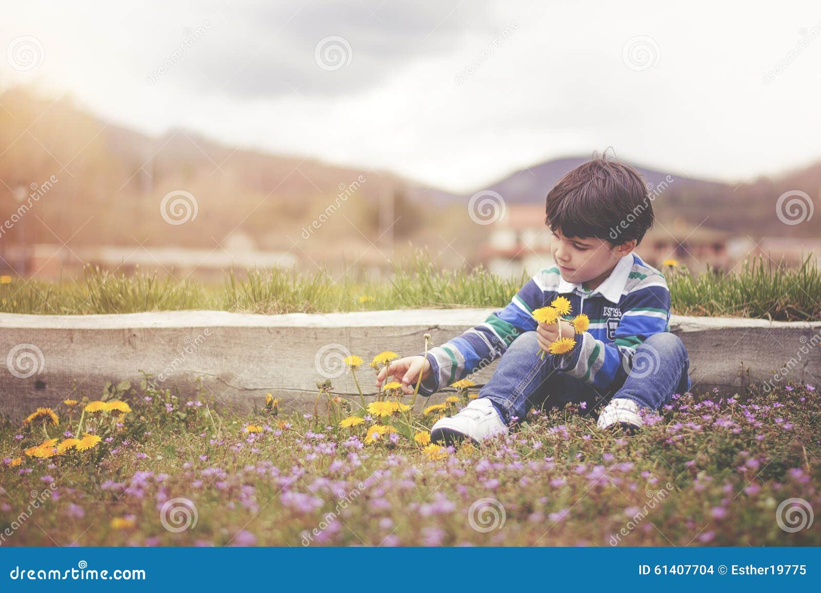 Child in spring stock photo. Image of feeling, field - 61407704