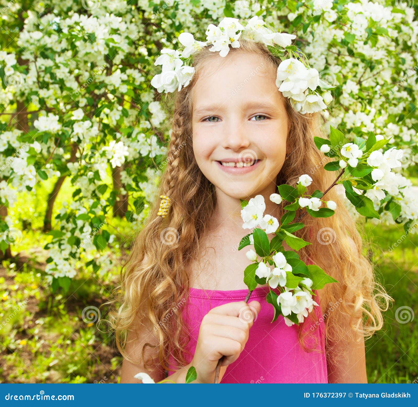 Child at spring stock image. Image of nature, blooming - 176372397