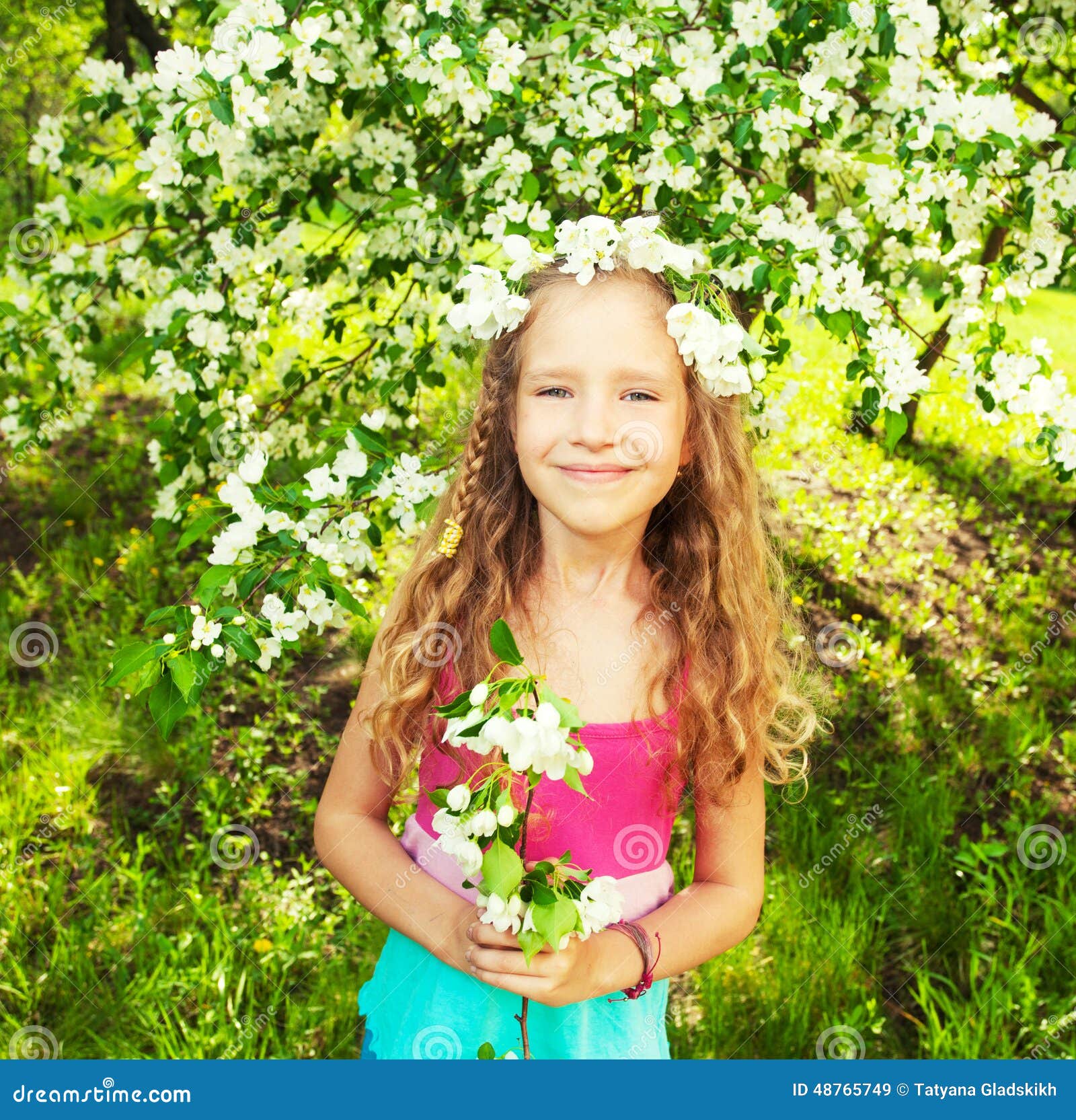 Child at spring stock image. Image of blooming, sunlight - 48765749