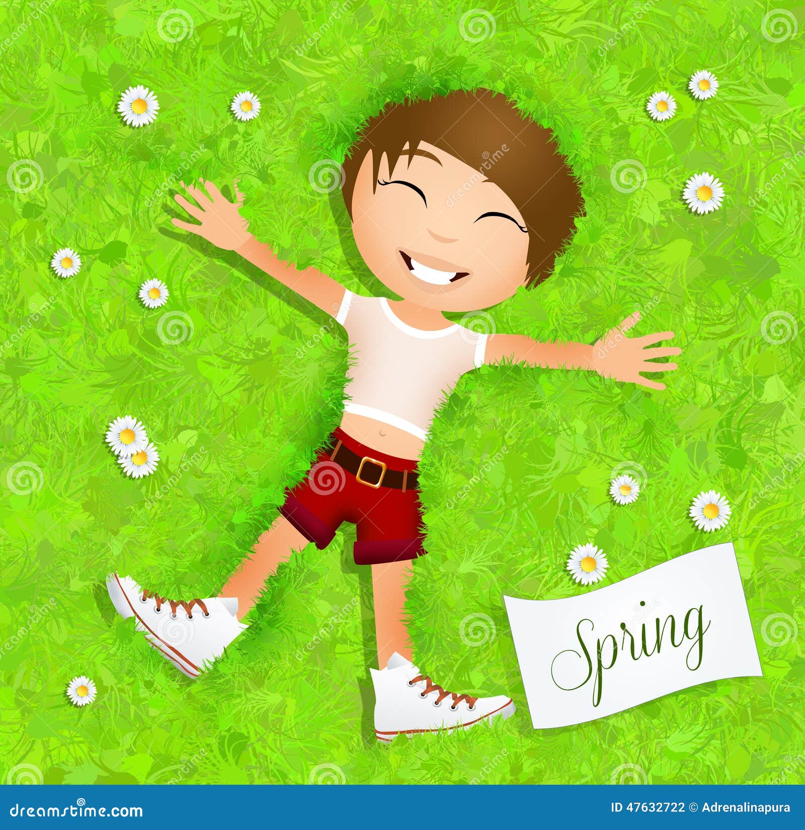Child in spring stock illustration. Illustration of happiness - 47632722