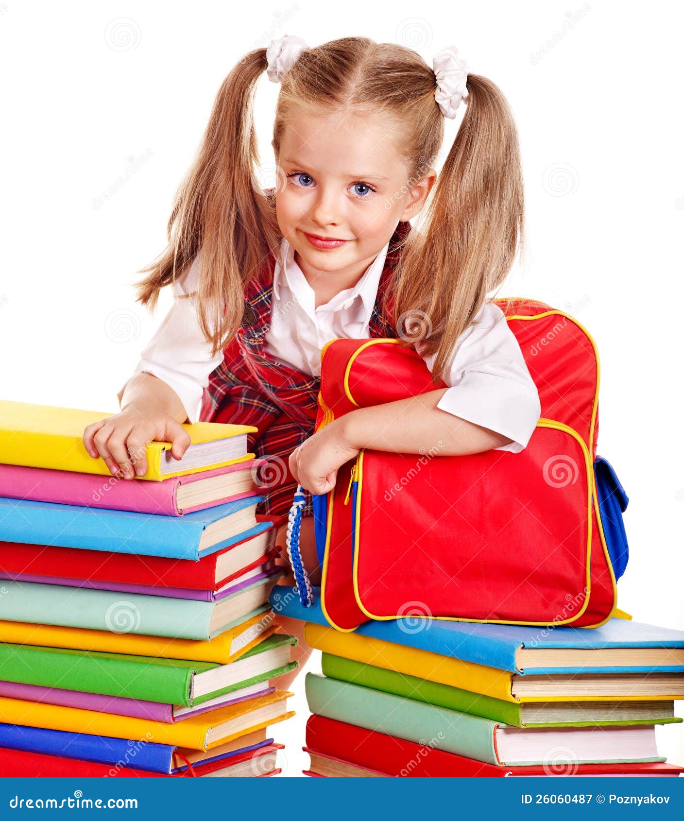 Child with stack book. stock image. Image of people, back - 26060487