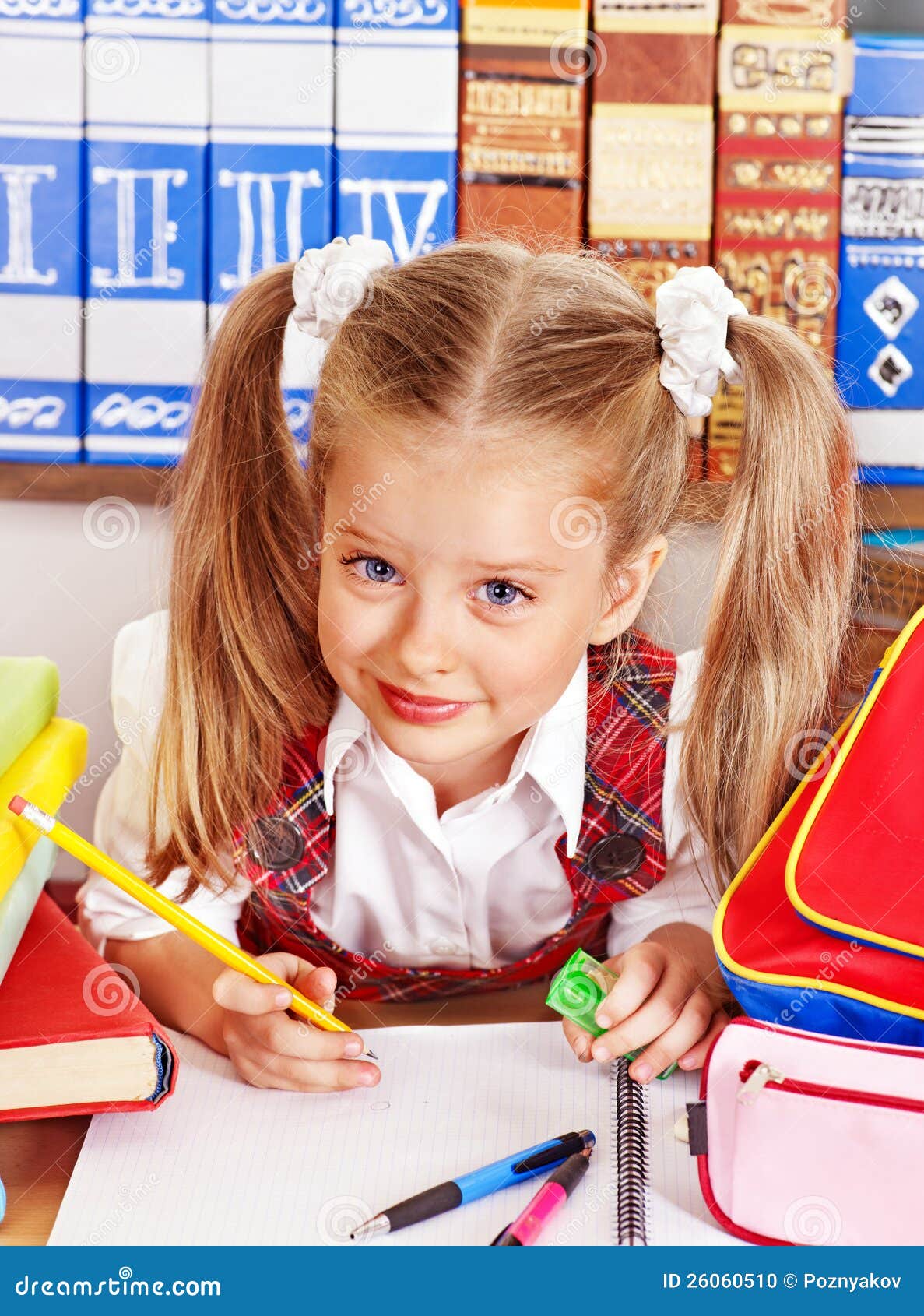 Child with stack book. stock photo. Image of preschool - 26060510