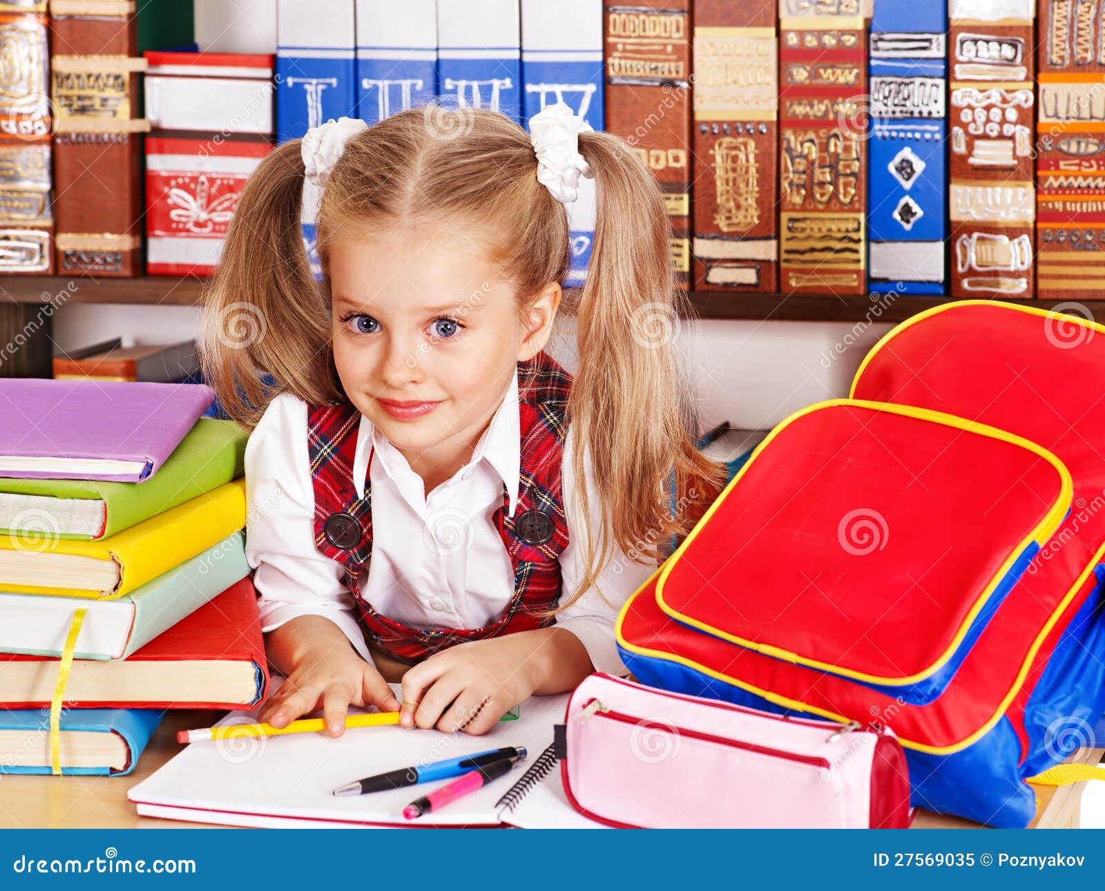 Child with stack book. stock image. Image of elementary - 27569035