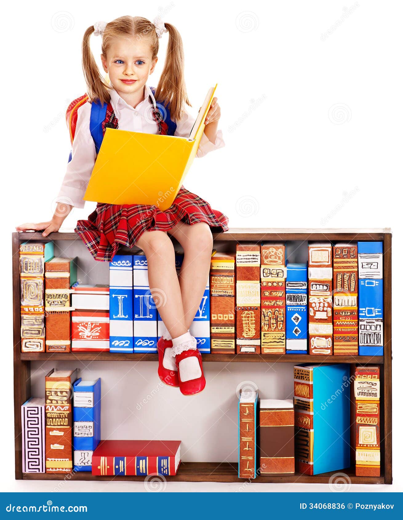 Child with stack book. stock photo. Image of child, hardcover - 34068836