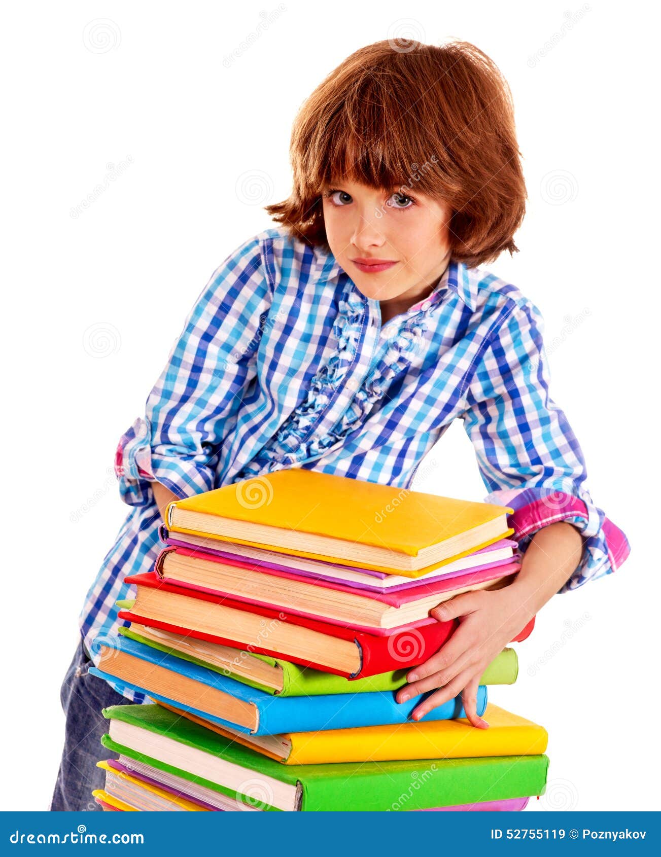 Child with stack of books stock image. Image of orange - 52755119