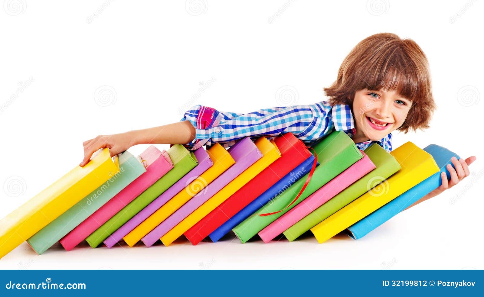 Child with stack of books. stock photo. Image of learning - 32199812