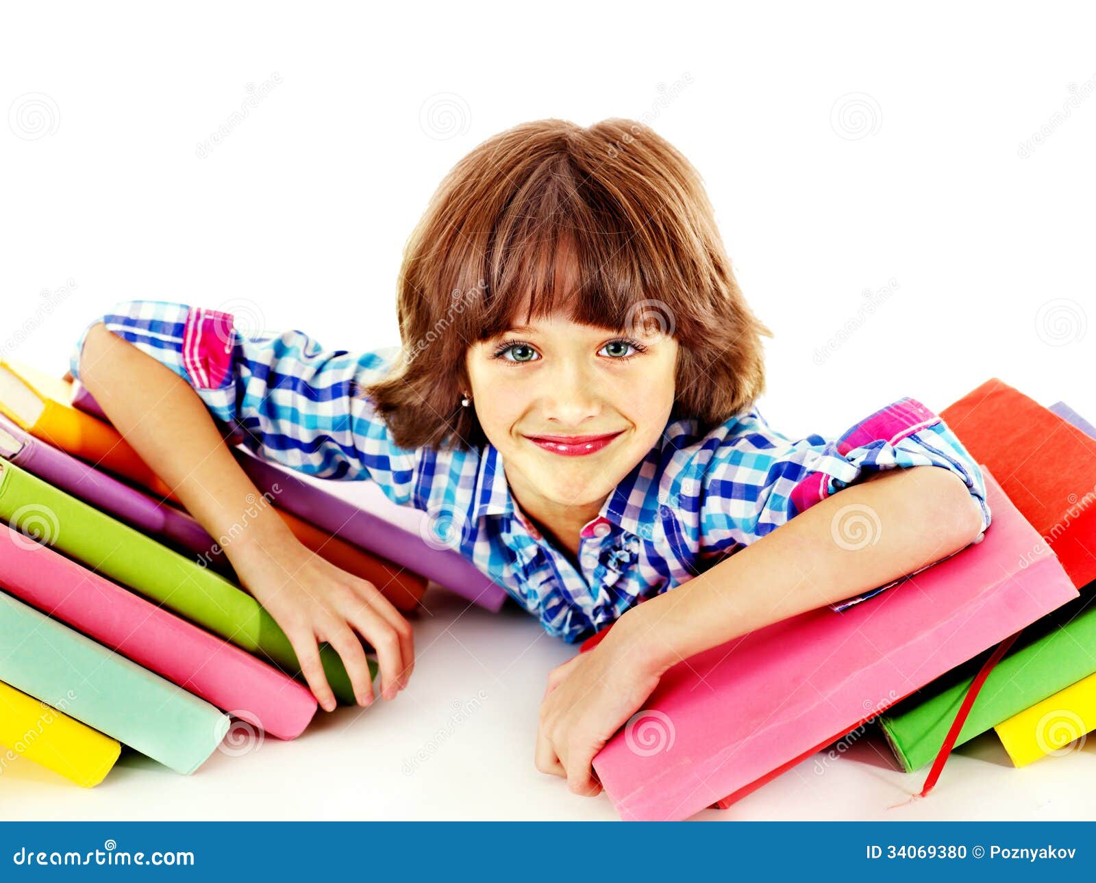 Child with stack of books. stock photo. Image of homework - 34069380