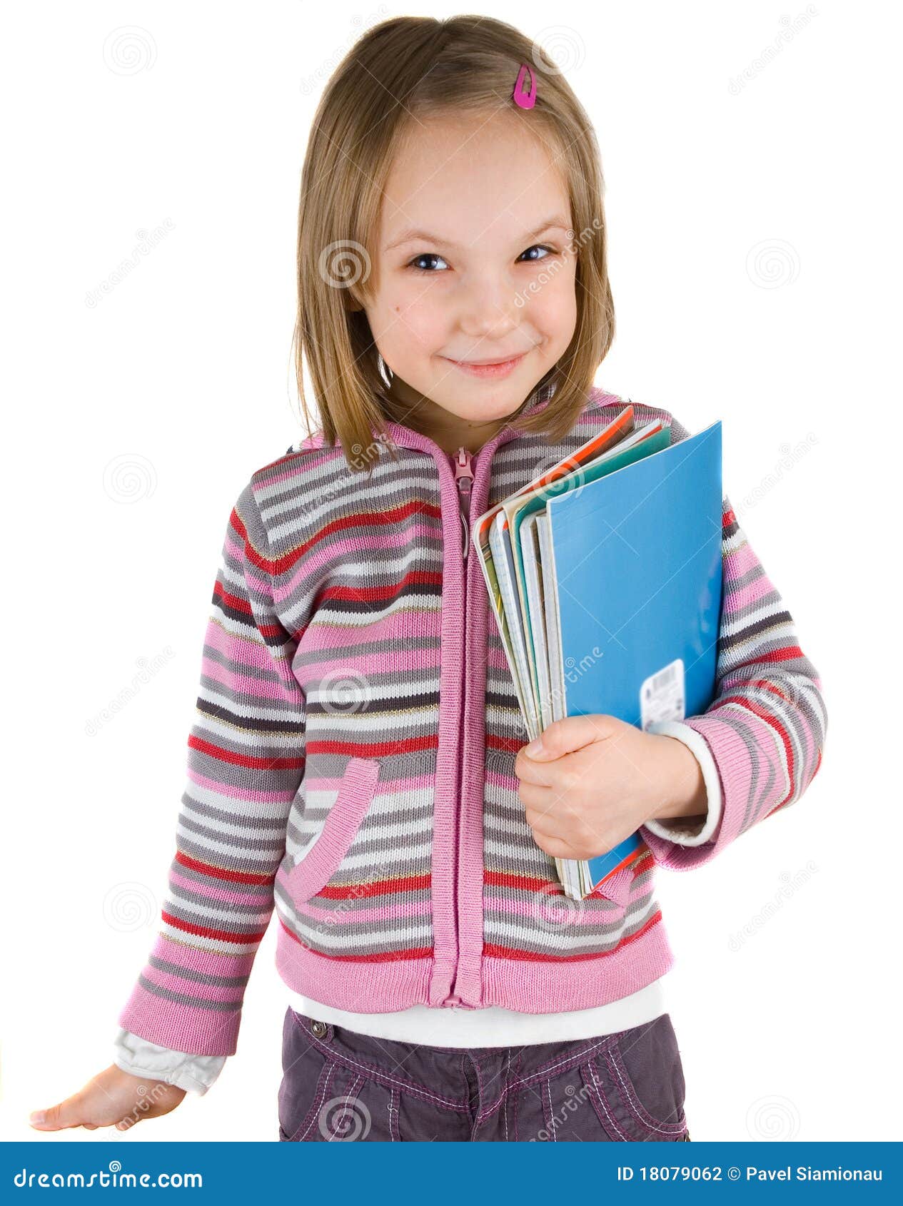 Child with a Stack of Notebooks Stock Photo - Image of background ...