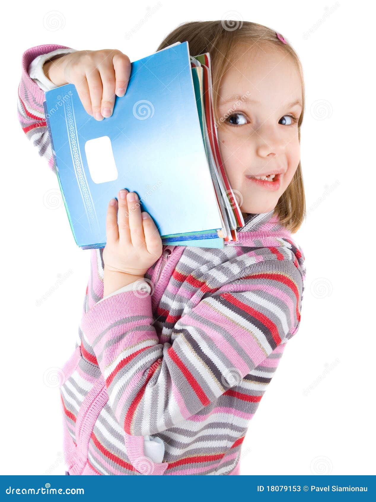 Child with a Stack of Notebooks Stock Image - Image of isolated, health ...