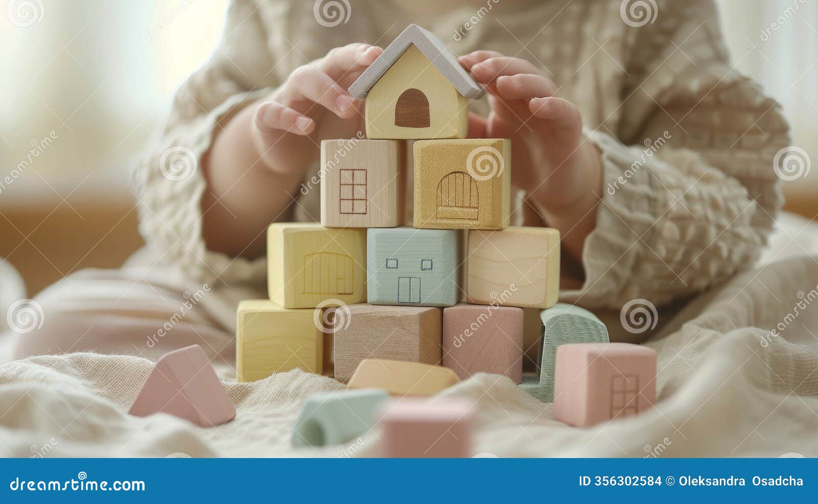 A Child Stacking Wooden Blocks. Stock Photo - Image of learning, skills ...