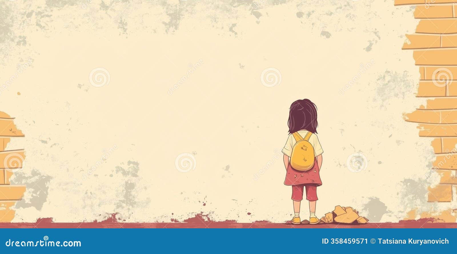Child Standing Alone Against a Blank Wall, Symbolizing Isolation and ...