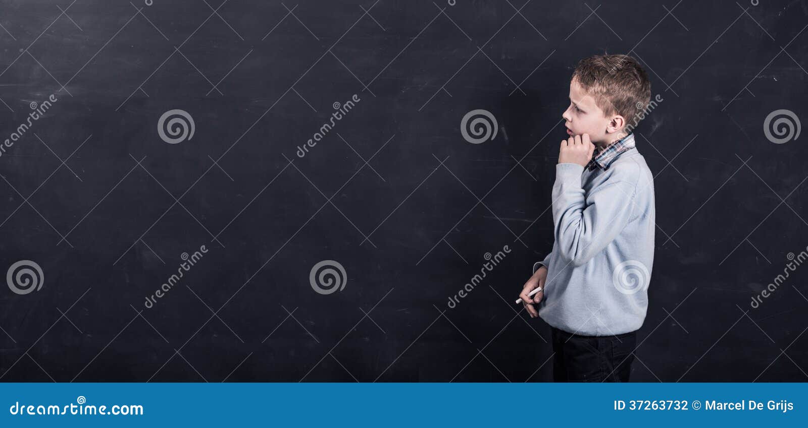 Child Standing in Front of Black Chalkboard Stock Photo - Image of ...