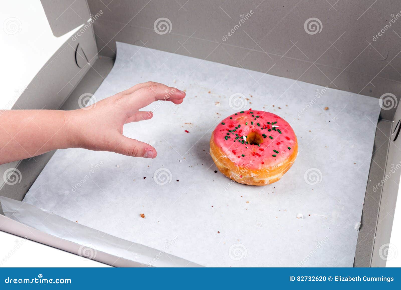 Child Stealing the Last Donut from the Box Stock Photo - Image of donut ...