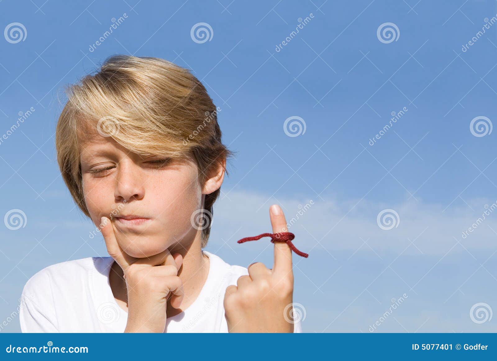 Child with String Tied Reminder Stock Image - Image of concept ...