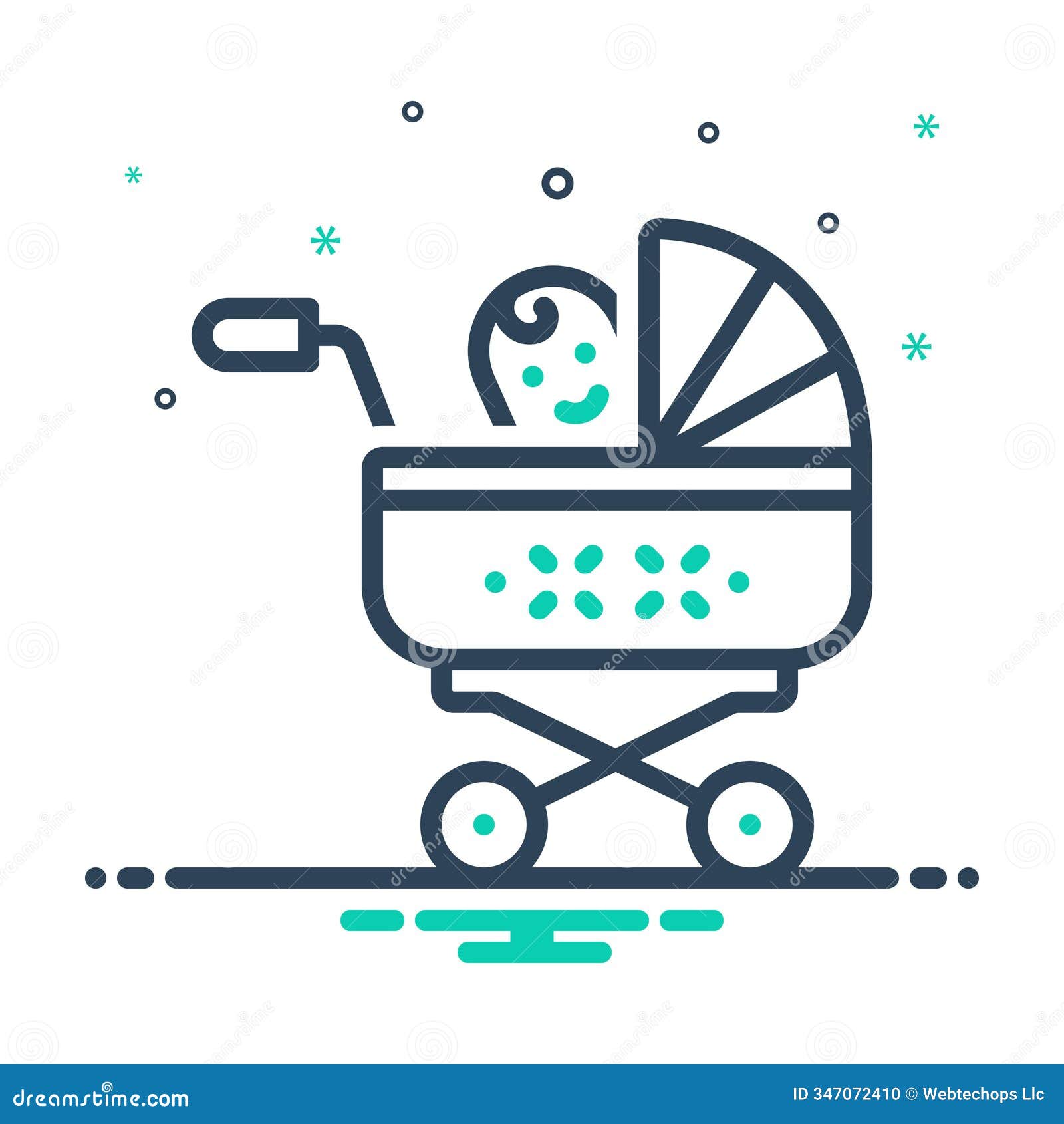 Mix Icon for Child in Stroller, Child and Stroller Stock Illustration ...