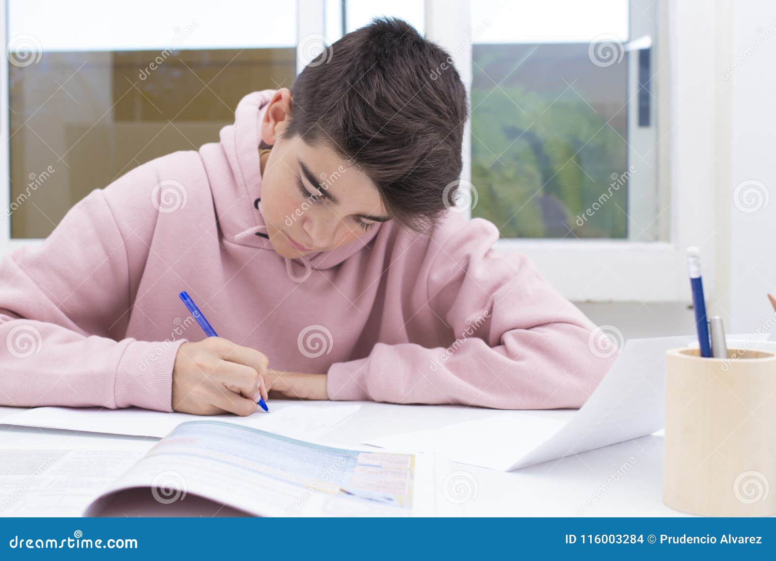 Child Student Write on the Home Stock Photo - Image of adult, boys ...